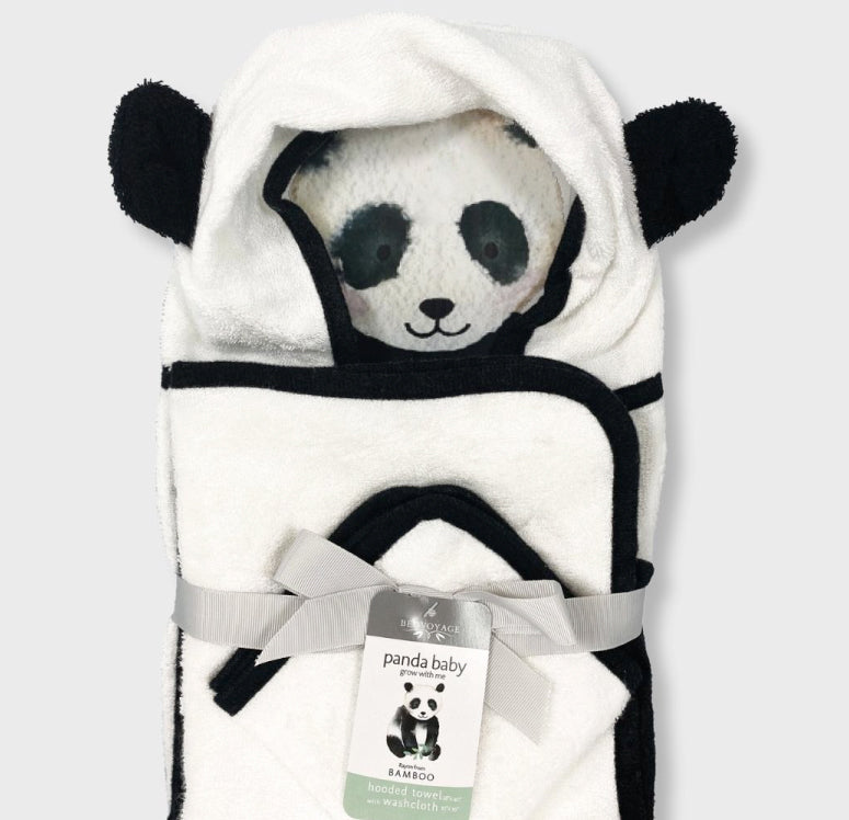 Panda Baby Bamboo Hooded Bath Towel Set 2pc Set