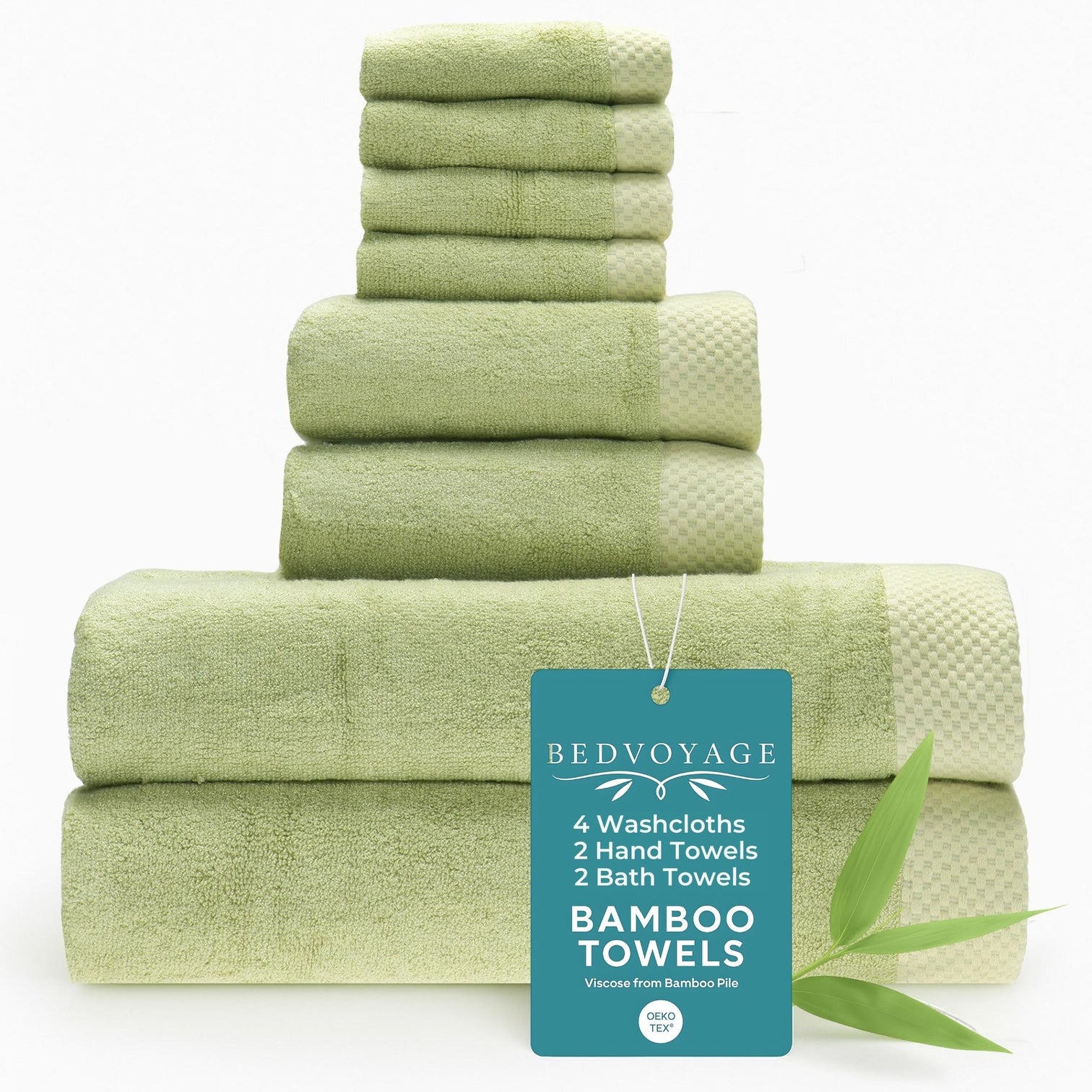 Bamboo Towel Set (8-Piece) – Soft, Absorbent, Sage Green | BedVoyage